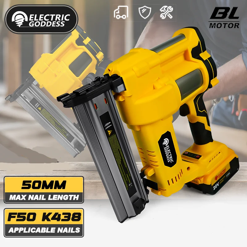 50mm Brushless Electric Nail Gun Depth Adjustment Nailer Stapler F50 ...