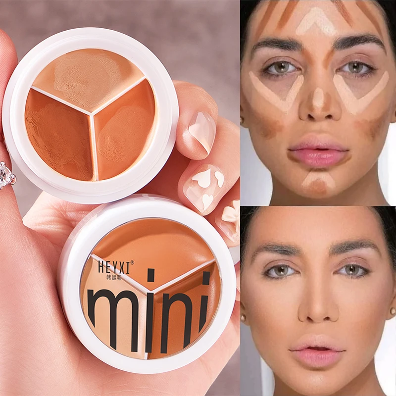 3 Colors Concealer Palette Moisturizing Cover Dark Circles Acne Marks ...