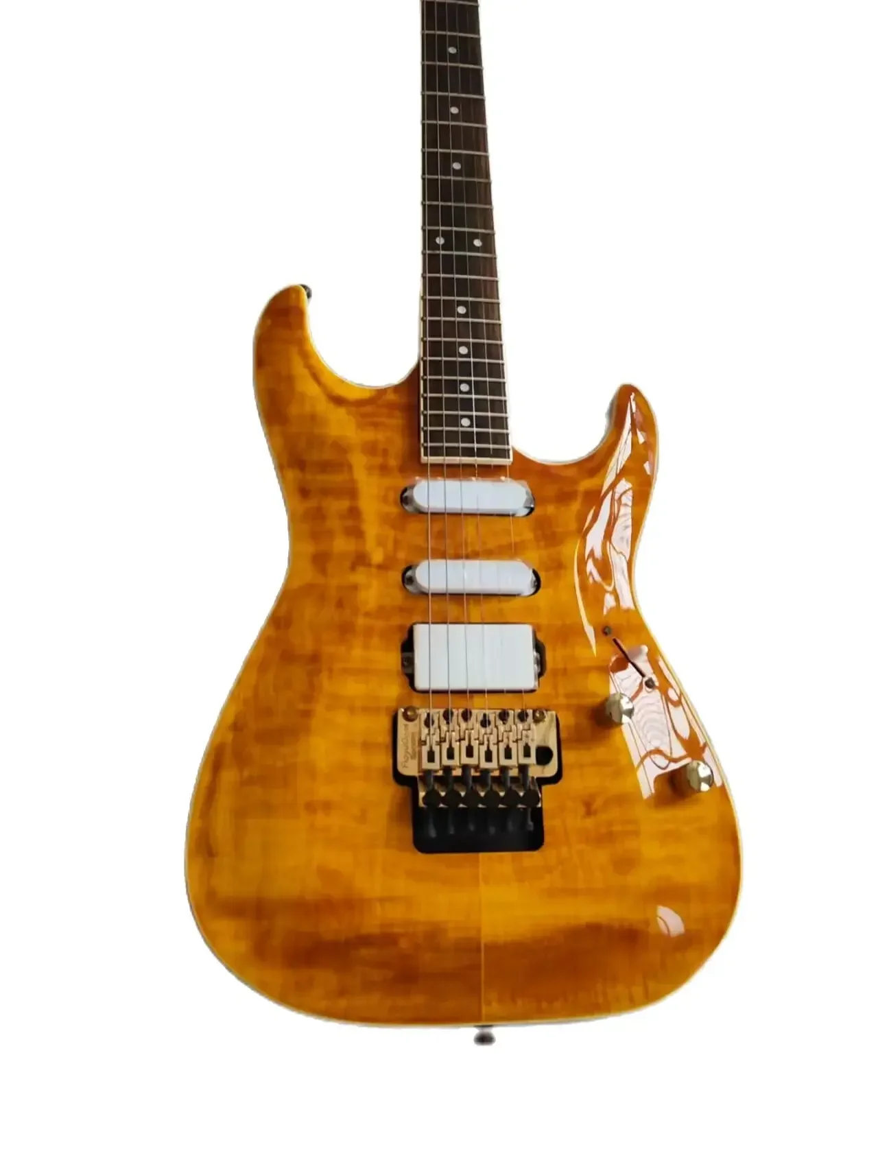 Custom Knopfler MK Electric Guitar - Amber Sunburst Quilted Maple Top ...