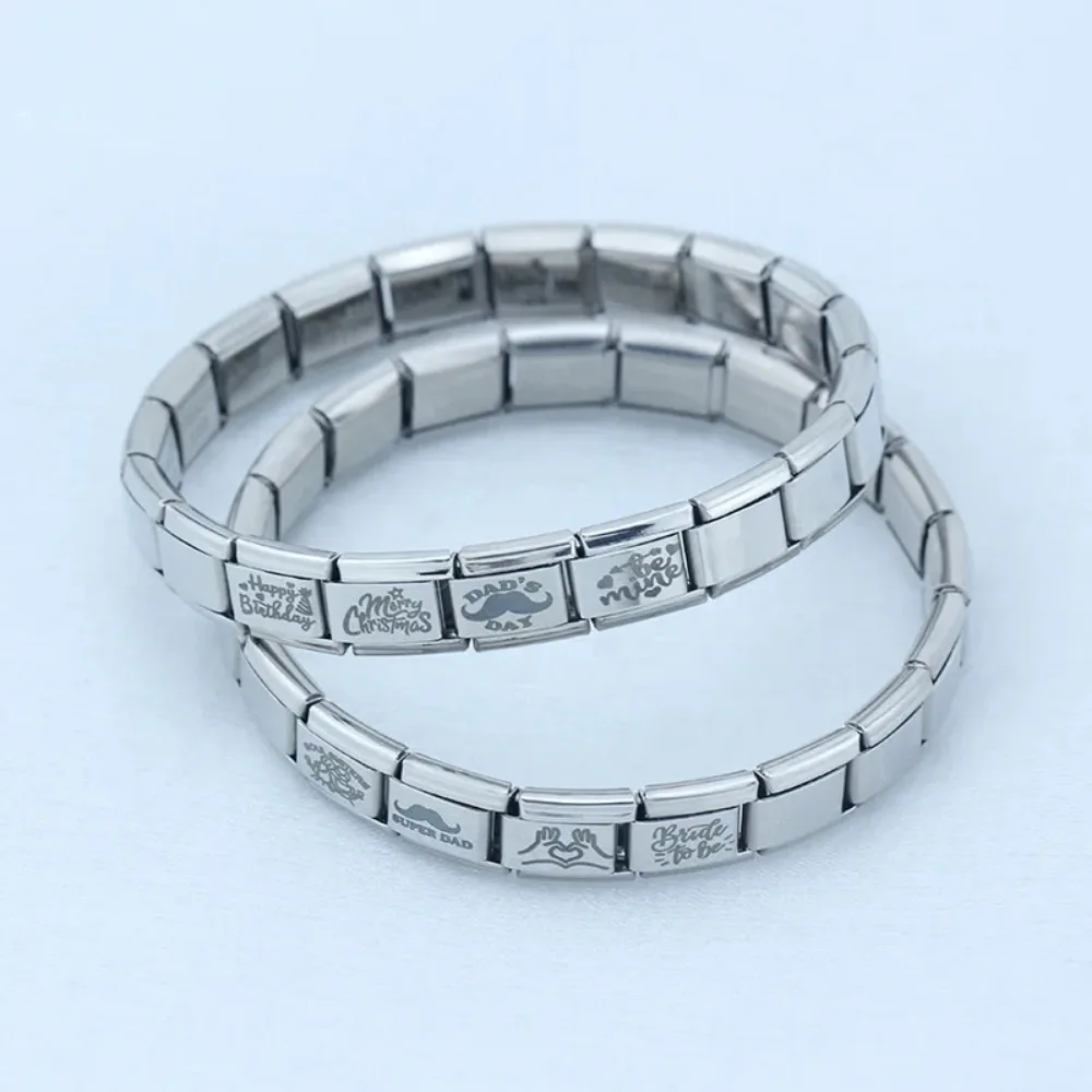 Милый итальянский шарм-браслет из нержавеющей стали, ширина 9 мм ...