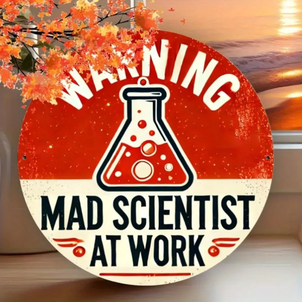 "Mad Scientist at Work" Metal Sign – Retro-Style Iron Wall Decor, Fun ...