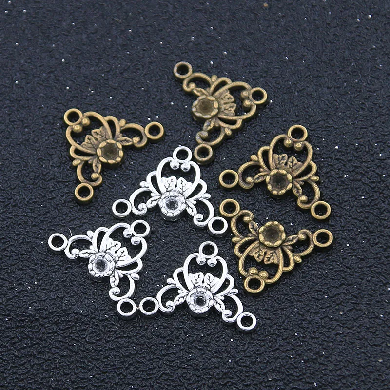 40Pcs-19-20MM-2-Color-Charm-Zinc-Alloy-Hollow-Flowers-Porous-Retro ...