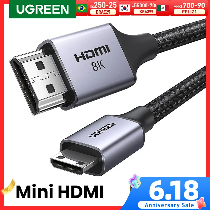 UGREEN-Mini-HDMI-Compatible-to-HD-Cable-8K-60Hz-for-Raspberry-Pi-Zero ...