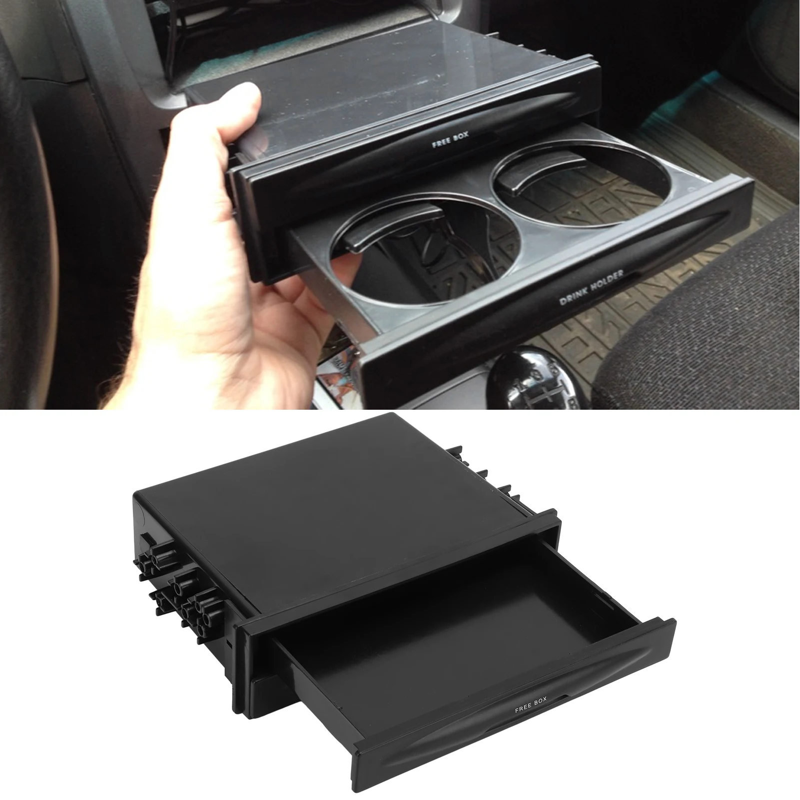 Universal-Car-Stereo-Storage-Box-Car-Radio-Cup-Holder-Multi-Purpose ...
