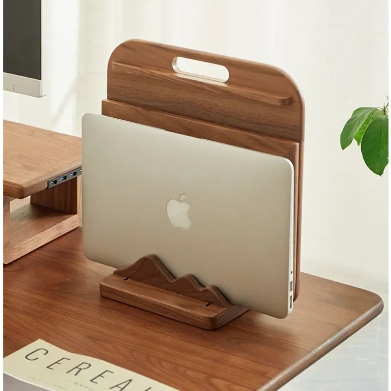 Japanese-Desktop-Notebook-Holder-Black-Walnut-IPad-Stand-With-Dual-Slot ...