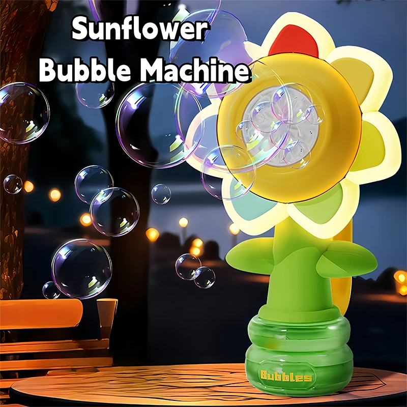 Electric-Sunflower-Shakes-Head-Dancing-Bubble-Machine-Toys-For-Kids-Handheld-Portable-Light-Up ...