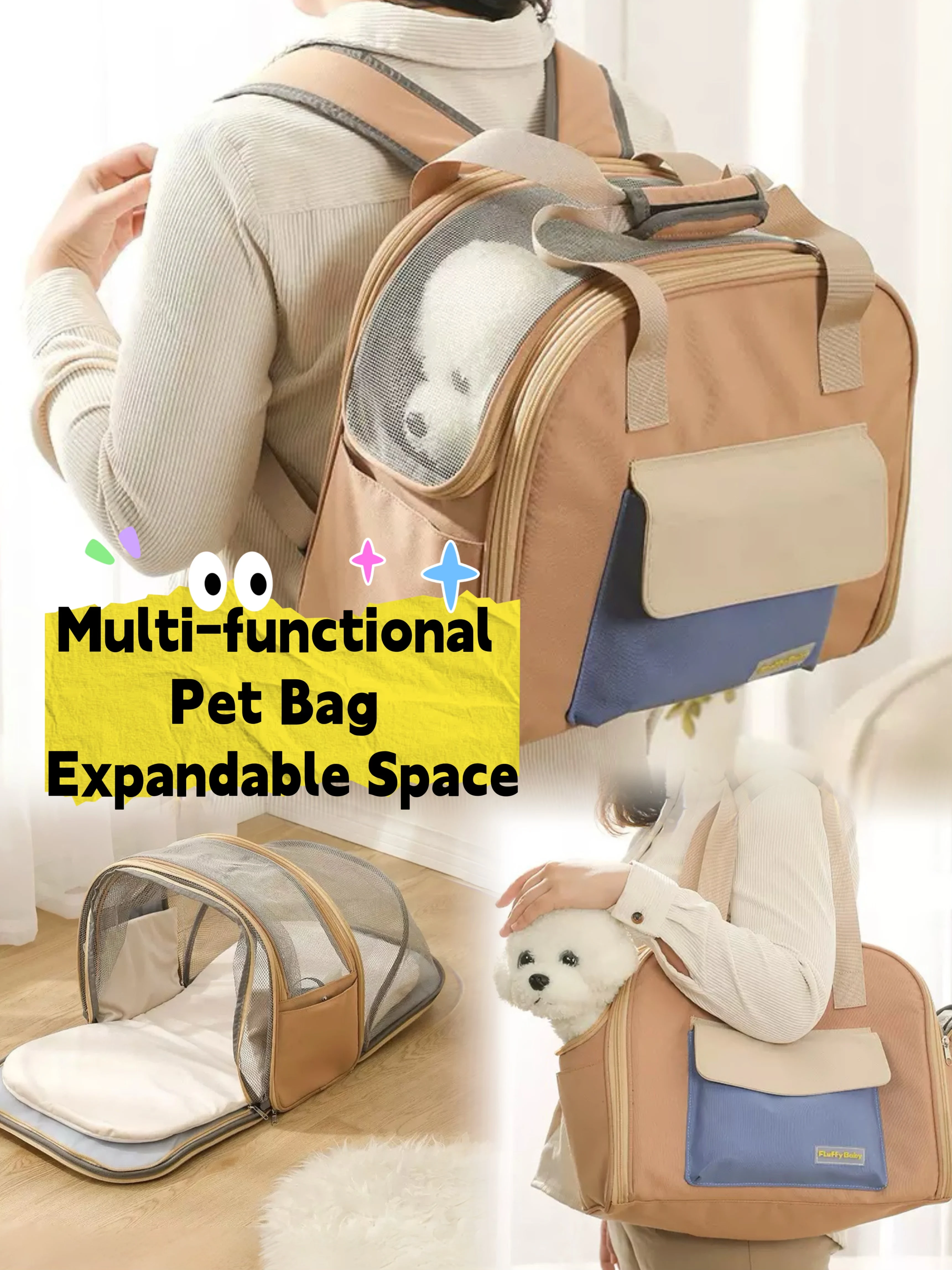 Transportín para mascotas, bolso multifuncional para mascotas, gatos y ...