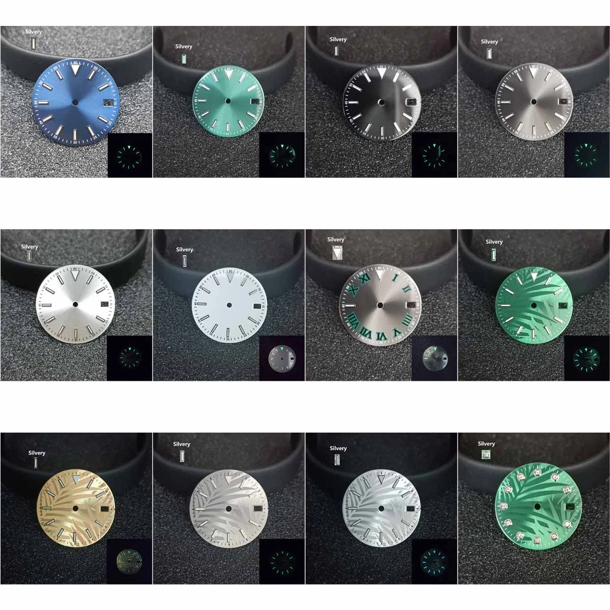 Replacement 28.5mm Watch Dial Single Calendar Green Luminous Dial For ...