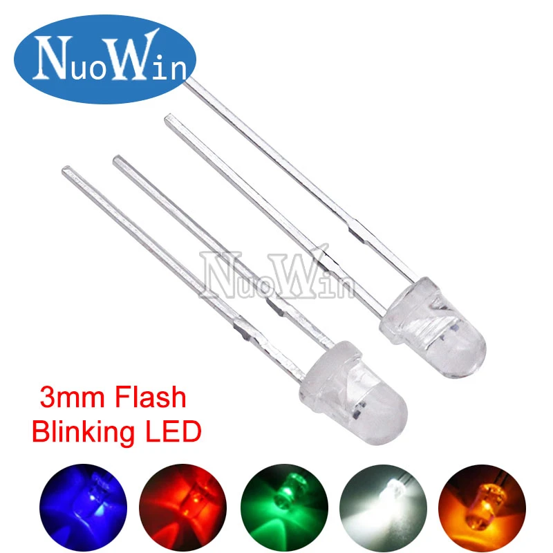 50pcs 3mm White Green Red Blue Yellow Light-emitting-diode Automatic ...