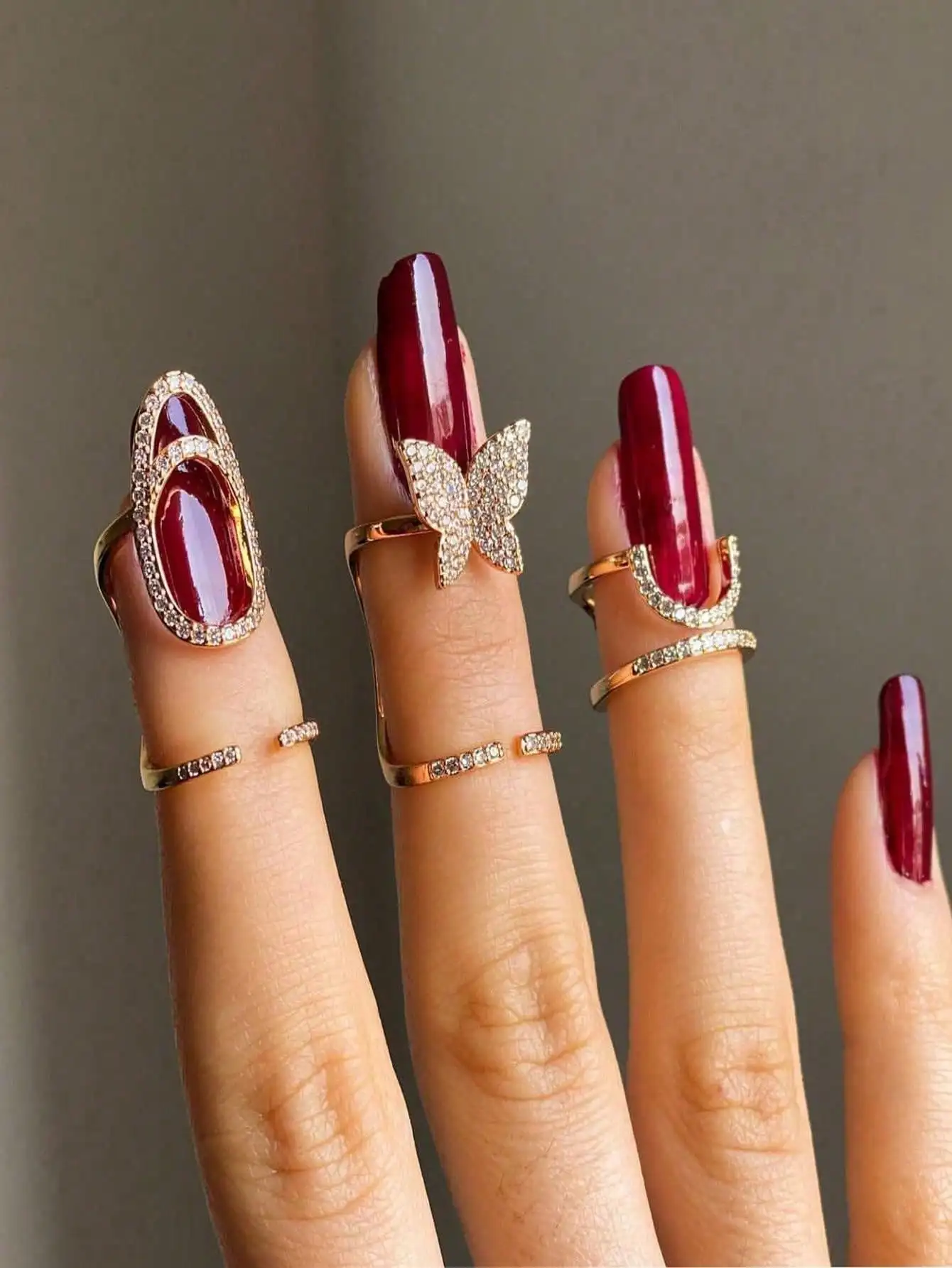 1-set-of-microinset-Zircon-nail-ring-for-women-Personality-Wear-nail ...