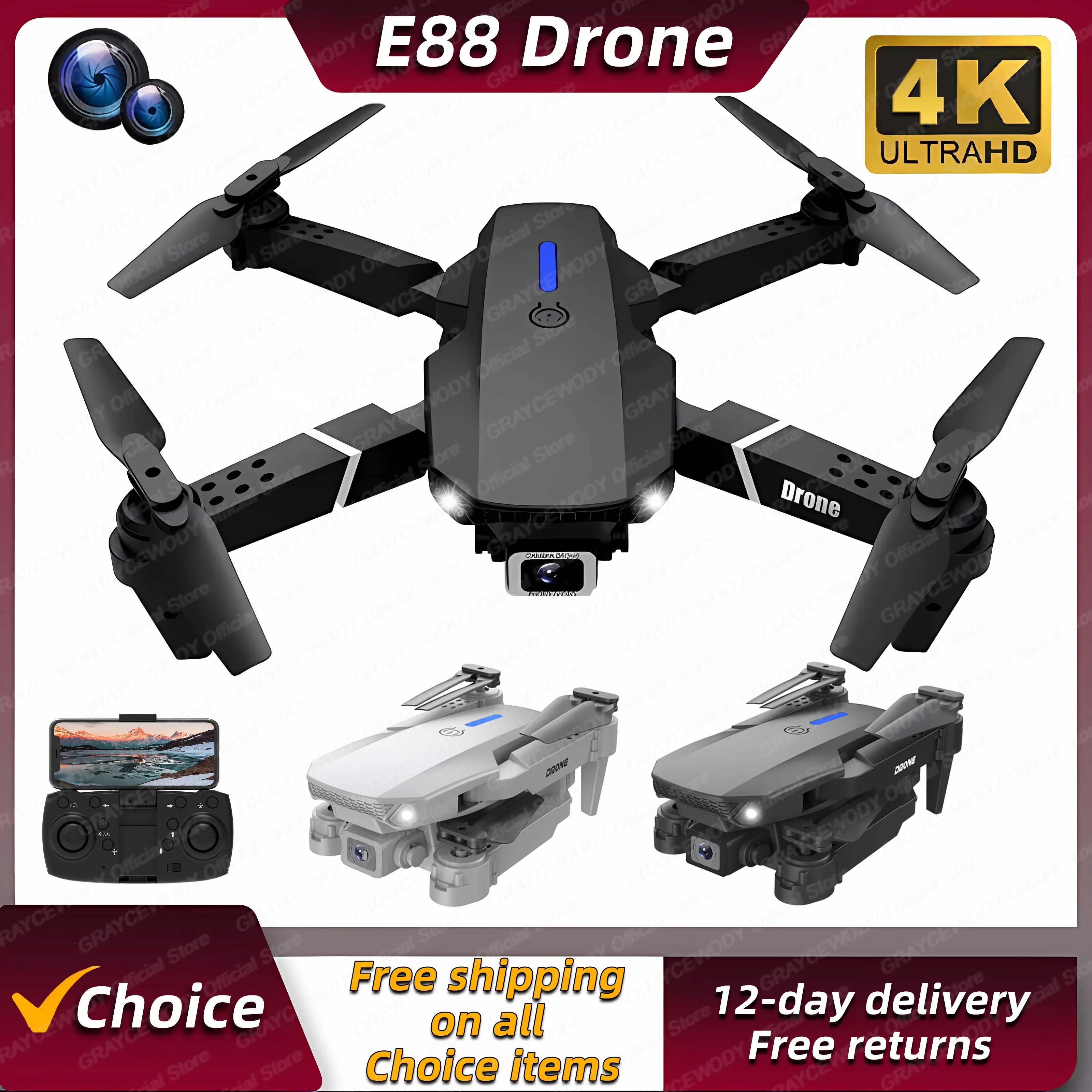 Dron-profesional-E88-Pro-4K-con-gran-angular-de-1080P-c-mara-Dual-HD ...