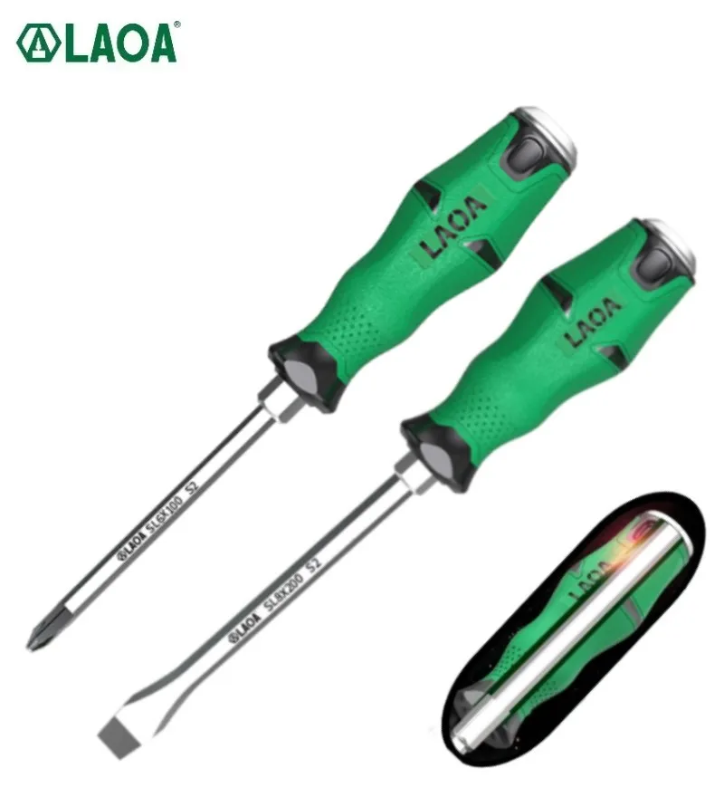 LAOA 2pcs Phillips Slotted Screwdriver With Magnetism Slotted ...