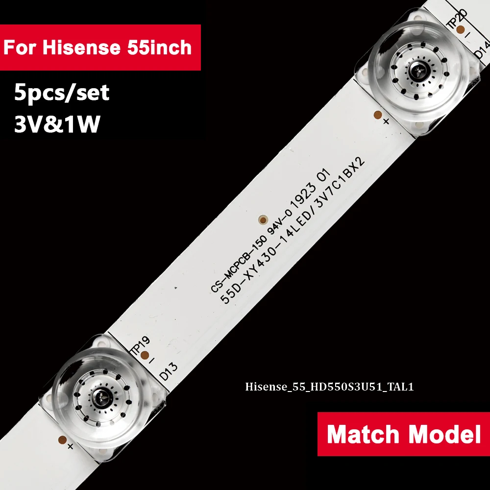 5SET-55in-1100mm-LED-Backlight-Strip-for-Hisense-14led-3V-1W-Square ...
