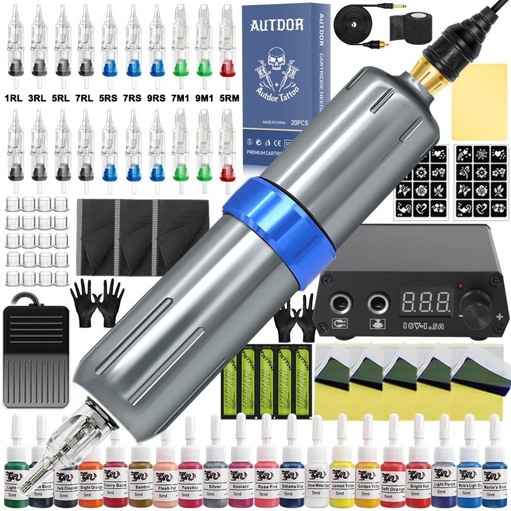 Professional-Tattoo-Machine-Set-Kit-Rotary-Cartridge-Tattoo-Pen-Set ...