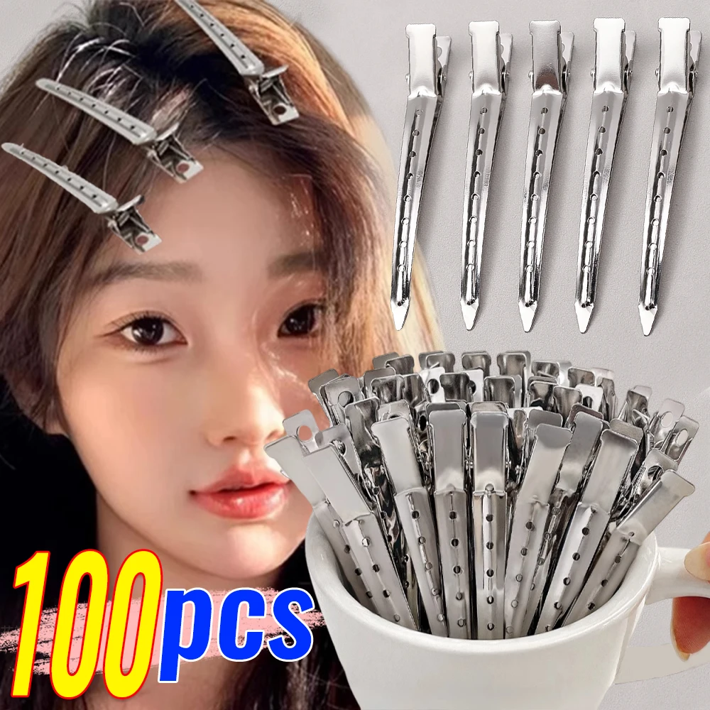 5/100pcs Metal Hair Salon Fixed Clips Ladies Styling Sectioning Hairpin ...