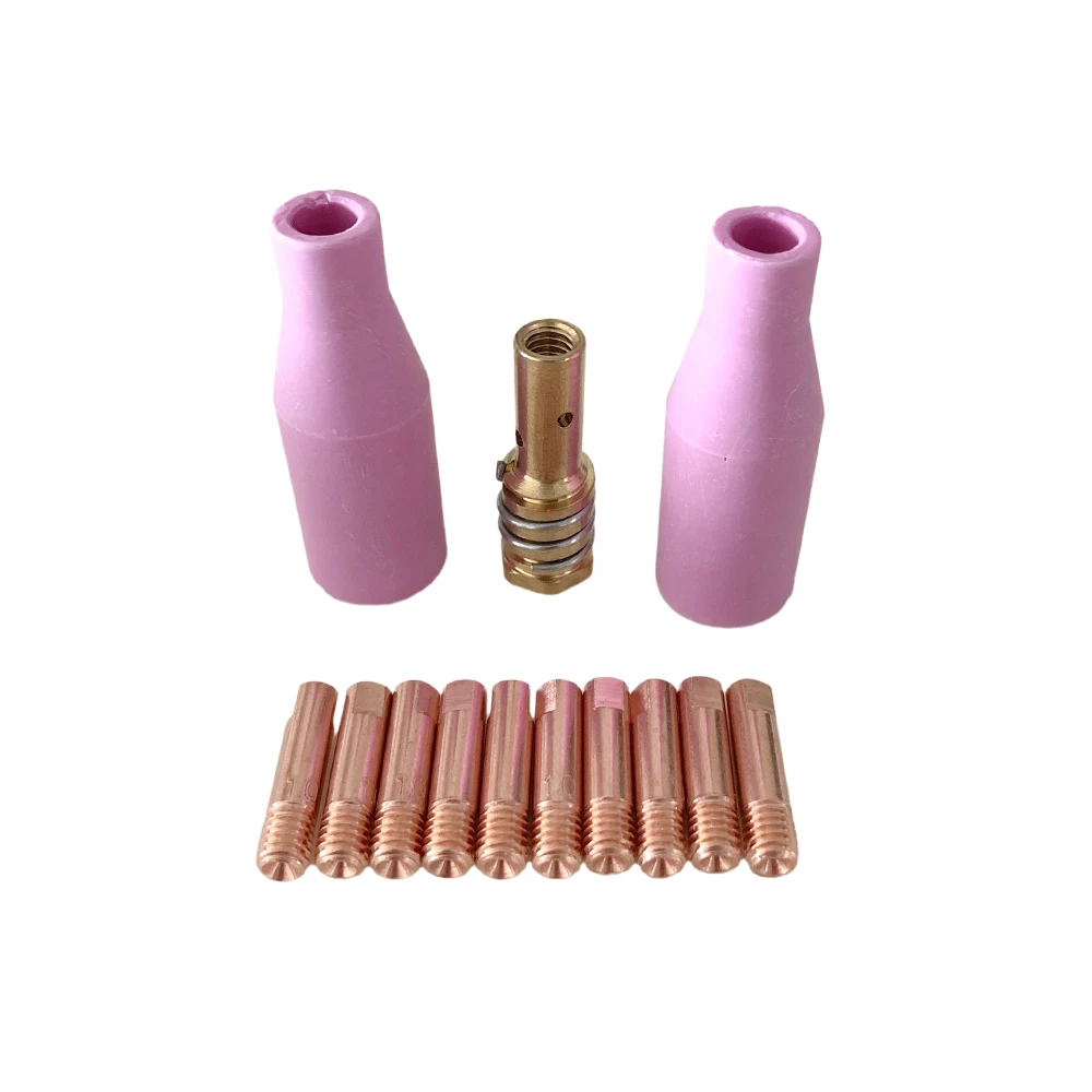 13PCS-14AK-Copper-Contact-Tips-Ceramic-Nozzle-Tip-Holder-Welding-Torch ...