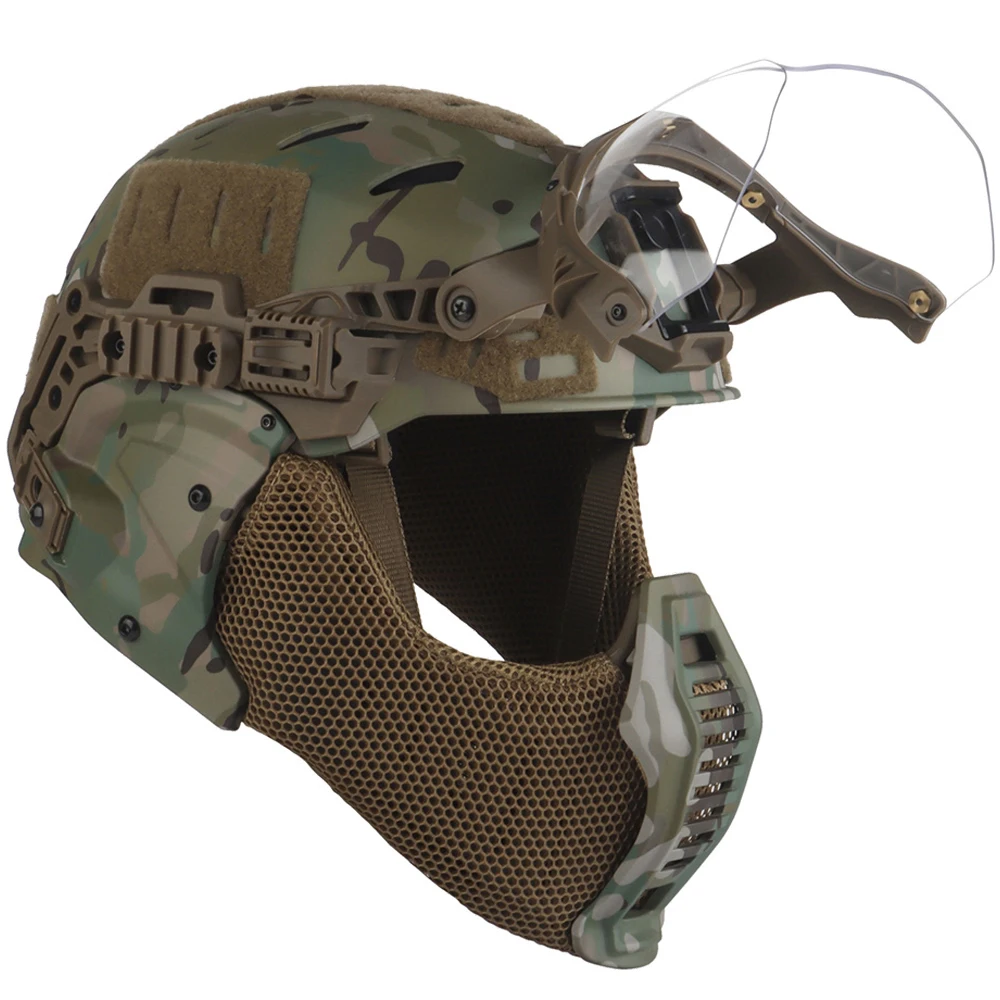 Tactical Full protective helmet with Half Face Mask Mouthguard/Flip ...