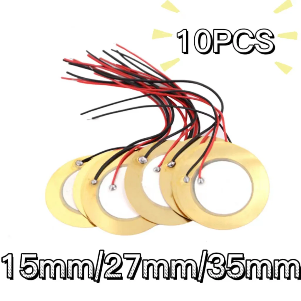 10PCS 15mm/27mm/35mm Piezo Elements Buzzer Copper Piezoelectric Sounder ...
