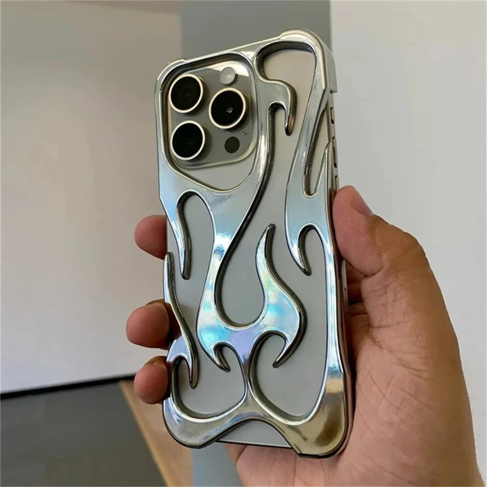 INS Fashion Hollowed Fire Flame Phone Case For iphone 16 15 13 12 11 ...