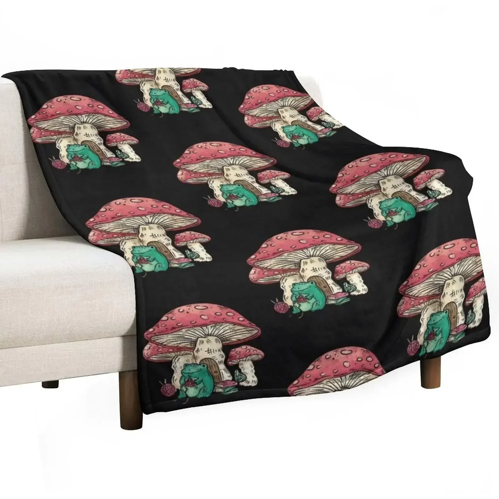 Frog-sitting-under-a-mushroom-knitting-Cottage-Core-frog-and-mushroom ...