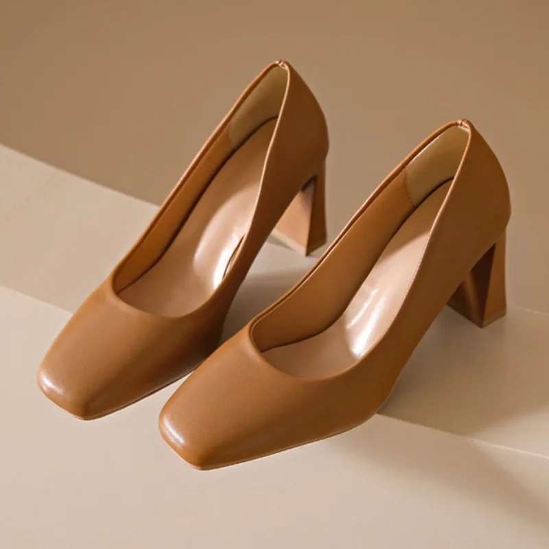 Women-s-fashion-high-heels-fall-new-square-head-shallow-mouth-thick ...