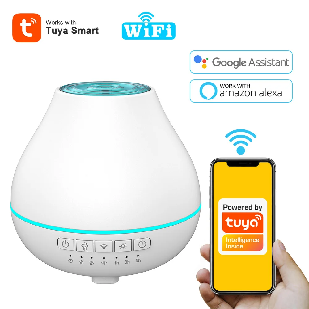 WIFI Tuya Smart Essential Oil Diffusers Waterless Ultrasound Auto Shut ...