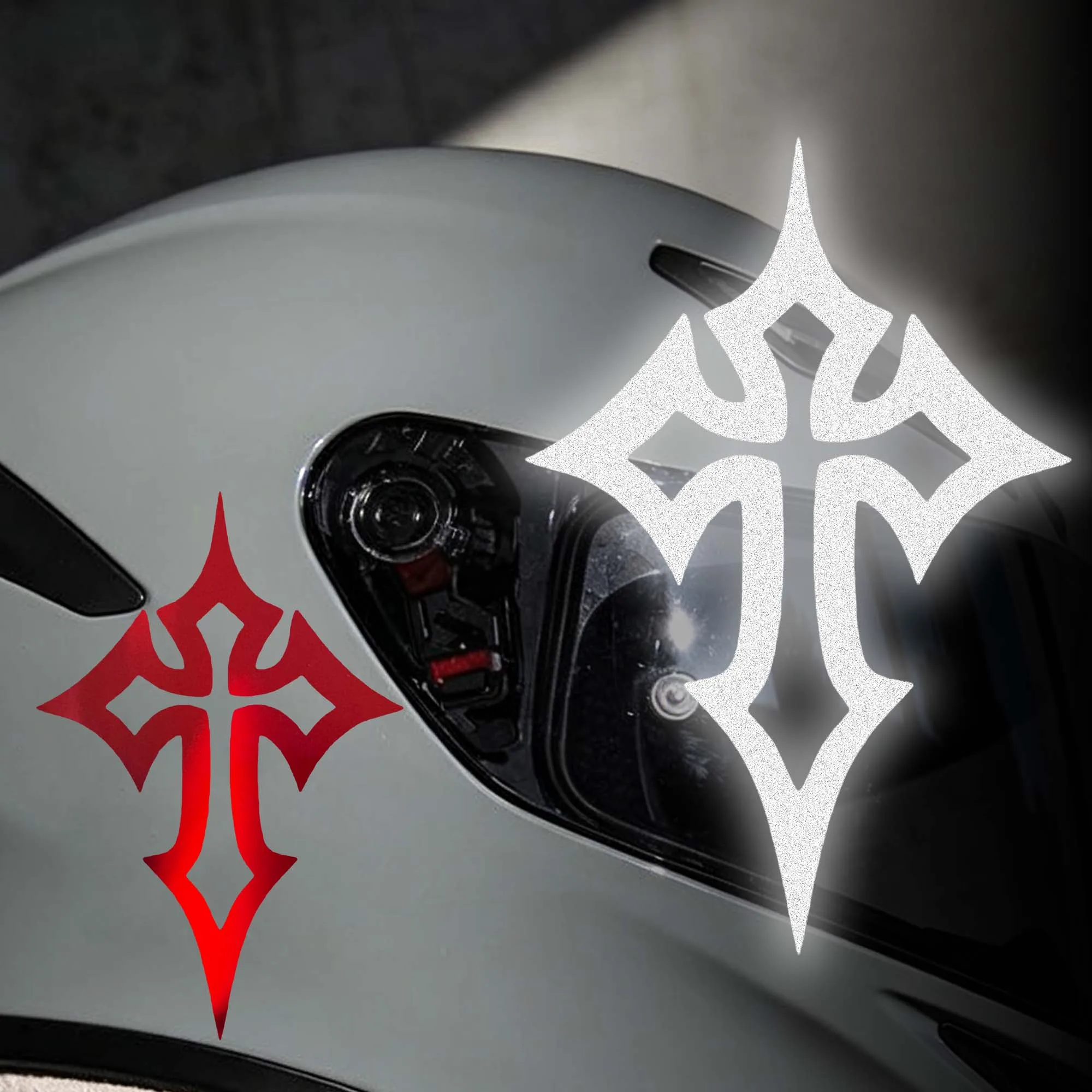 1PC Gothic Style Cross Motorcycle Helmet Sticker Waterproof for ...