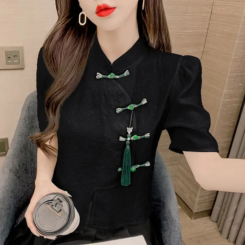 Chinese-Style Shirts Short Sleeves Women New Coat Summer 2025 Sense ...