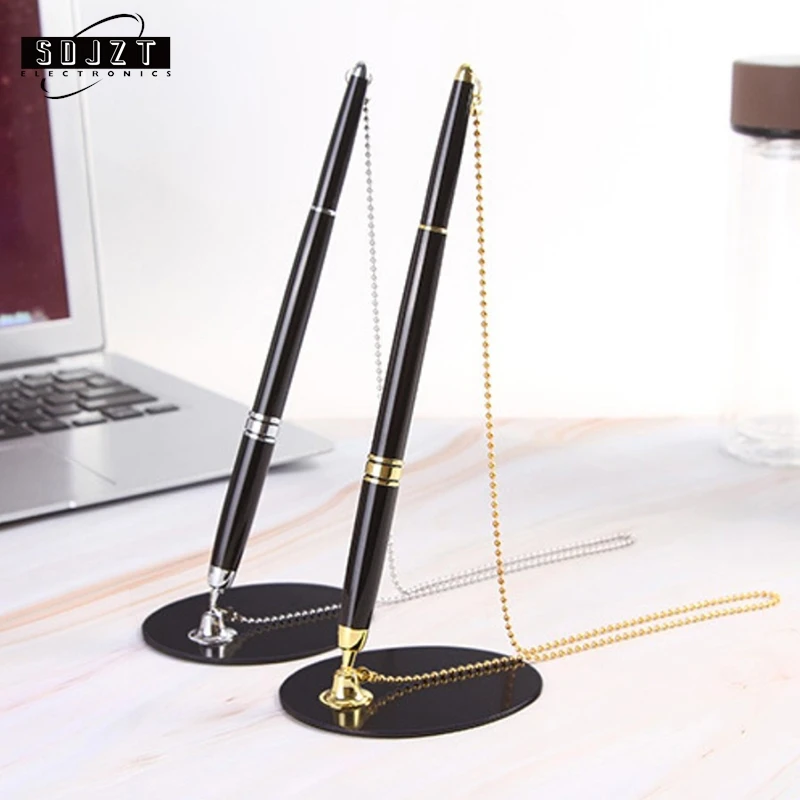 Sticky-Desk-Pens-with-Chain-Fixed-Bank-Counter-Pen-Metal-Signature-Pen ...