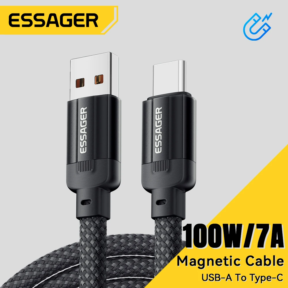 Essager-100W-Magnetic-Fast-Charger-Cable-USB-A-To-Type-C-Magic-Rope ...