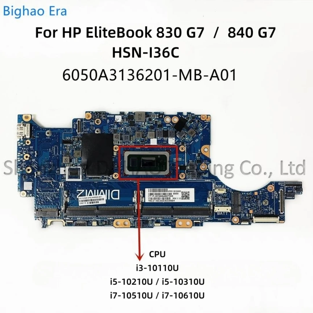 For HP EliteBook 830 G7 840 G7 Laptop Motherboard With i3 i5-10310U i7 ...