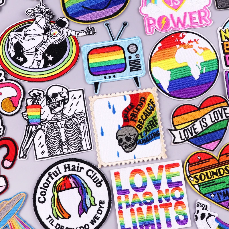 게이 프라이드 Lgbt 패치 러브는 러브 배지 아이언 온 패치 의류 스티커 레인보우 하트 패치 옷 스트라이프 액세서리