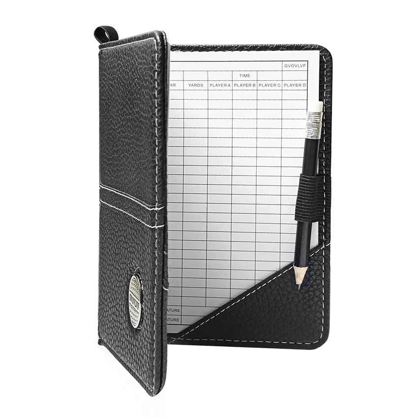 Golf Scorecard Holder with Golf Stat Tracker Sheet Premium Leather Golf ...