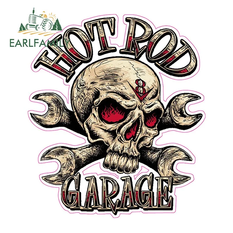 EARLFAMILY-Hot-Rod-Garage-Skull-Car-Stickers-Funny-Car-Styling ...