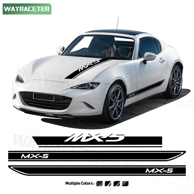 Car-Hood-Bonnet-Door-Side-Stripes-Black-Carbon-Fiber-Vinyl-Decal ...
