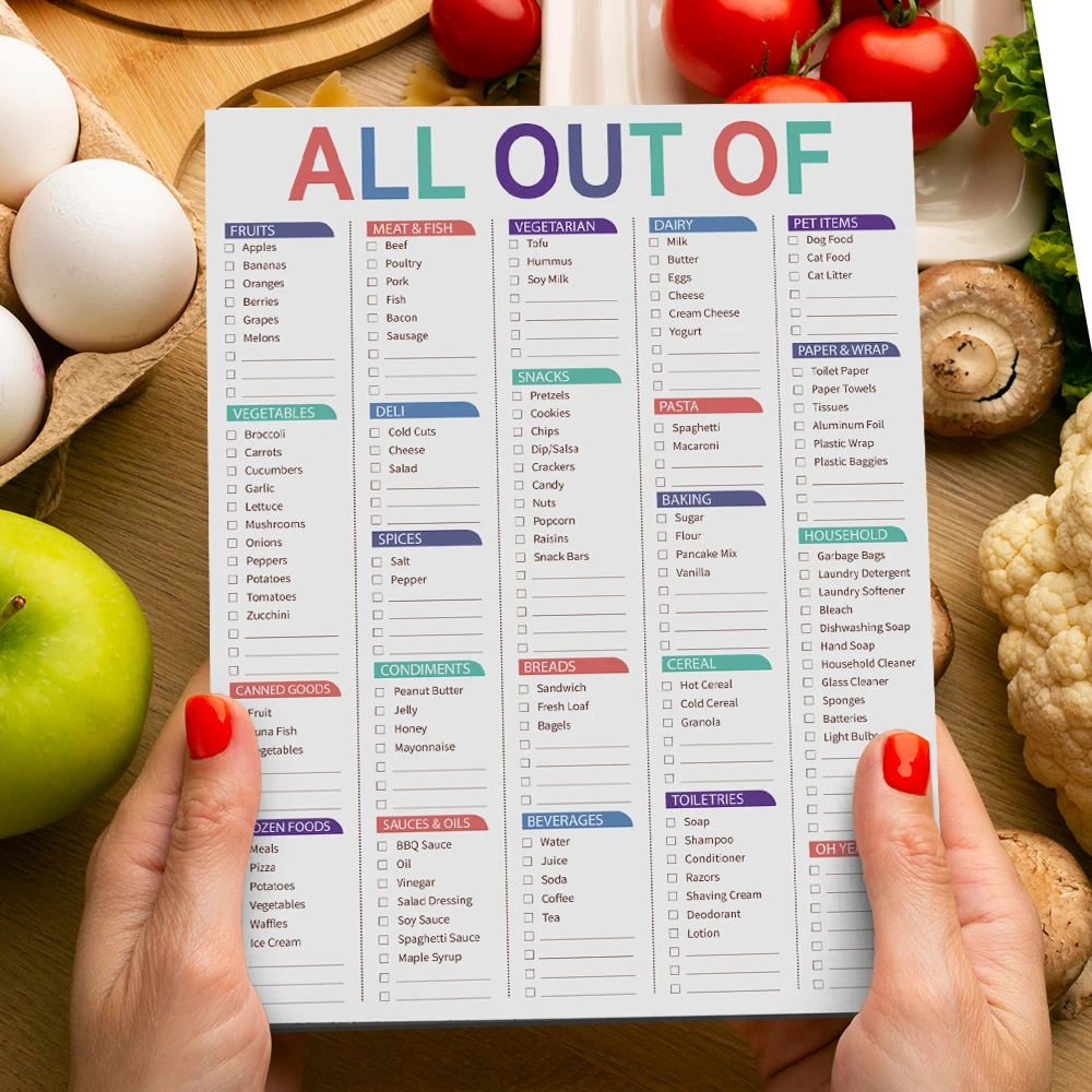 Grocery List Magnet Pad for Fridge, Magnetic Notepad with Printed ...