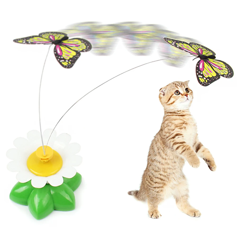 Automatic Electric Rotating Cat Toy Colorful Butterfly Bird Animal ...
