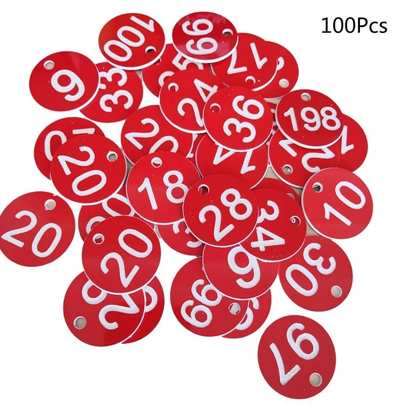 100Pcs Number Tags 10-100 Engraved Number Signs Small Round Number ...