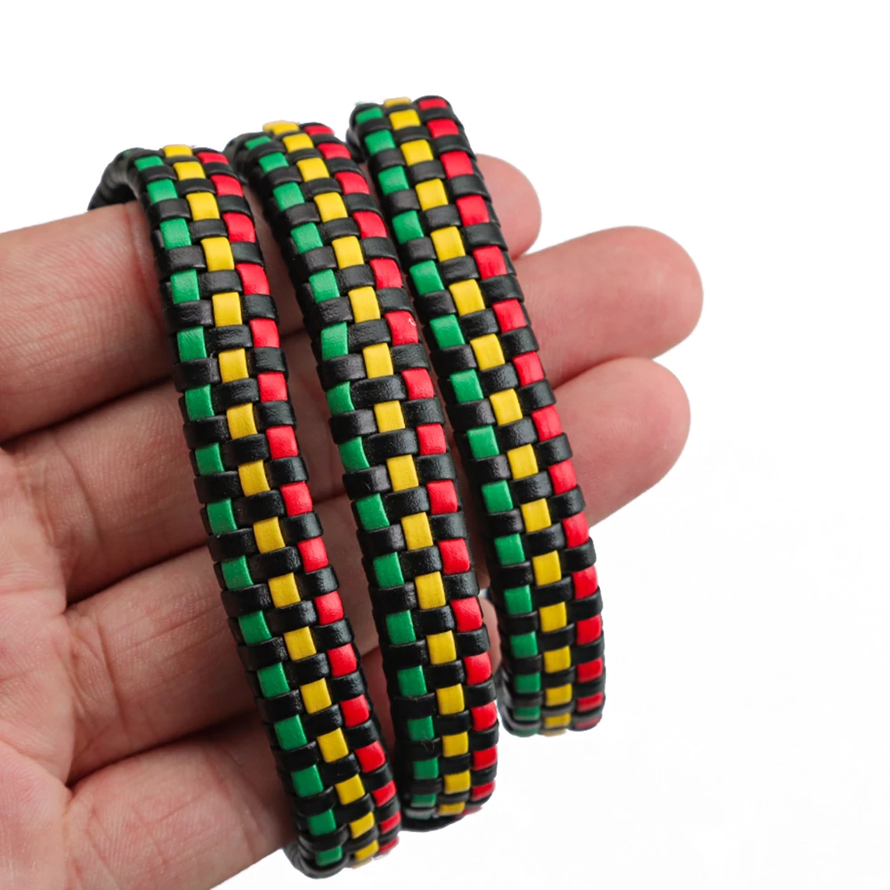 Rasta Leather Bracelets Wholesale | Bracelet Bangle Wristband | Rasta ...