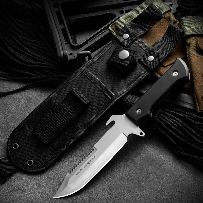 Sharp-Blade-With-Back-Serrated-High-Hardness-Tactical-Combat-Knife ...