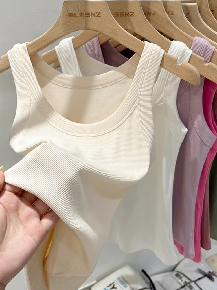 Women-Solid-Round-Neck-Ribbed-Tank-Top-Camisole-Women-2024-Summer-Basic ...