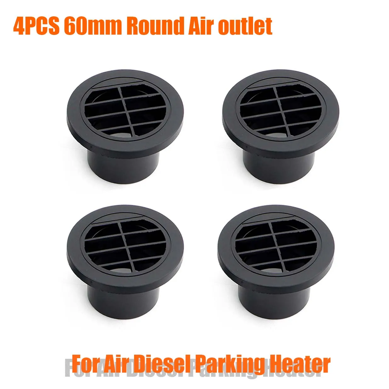4pcs-60mm-Car-Diesel-Heater-Duct-Air-Vent-Outlet-Flat-Connector-Black ...