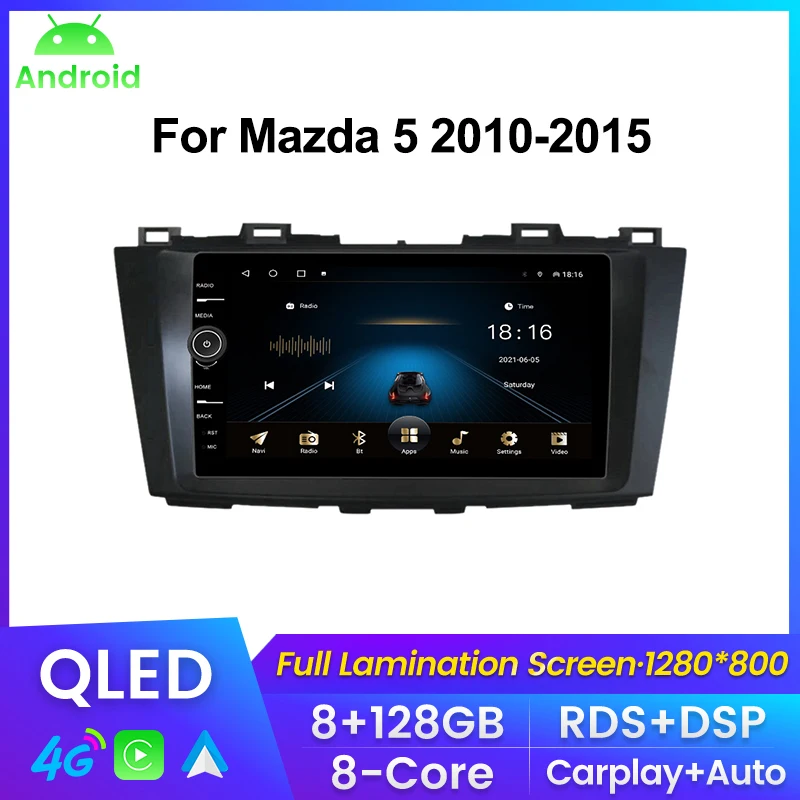 8+128g Headunit Carplay+android Auto Car Radio For Mazda 5 2010 2011 2012 2013 2014 2015 ...