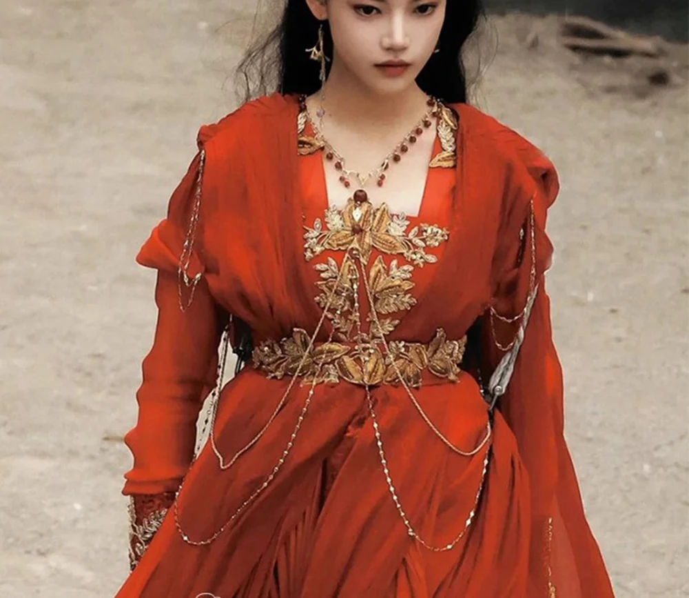 Till the End of Moon Costume Hanfu Dress Red Swordlady Imitate Dun Huang Female Buddha Elegant ...