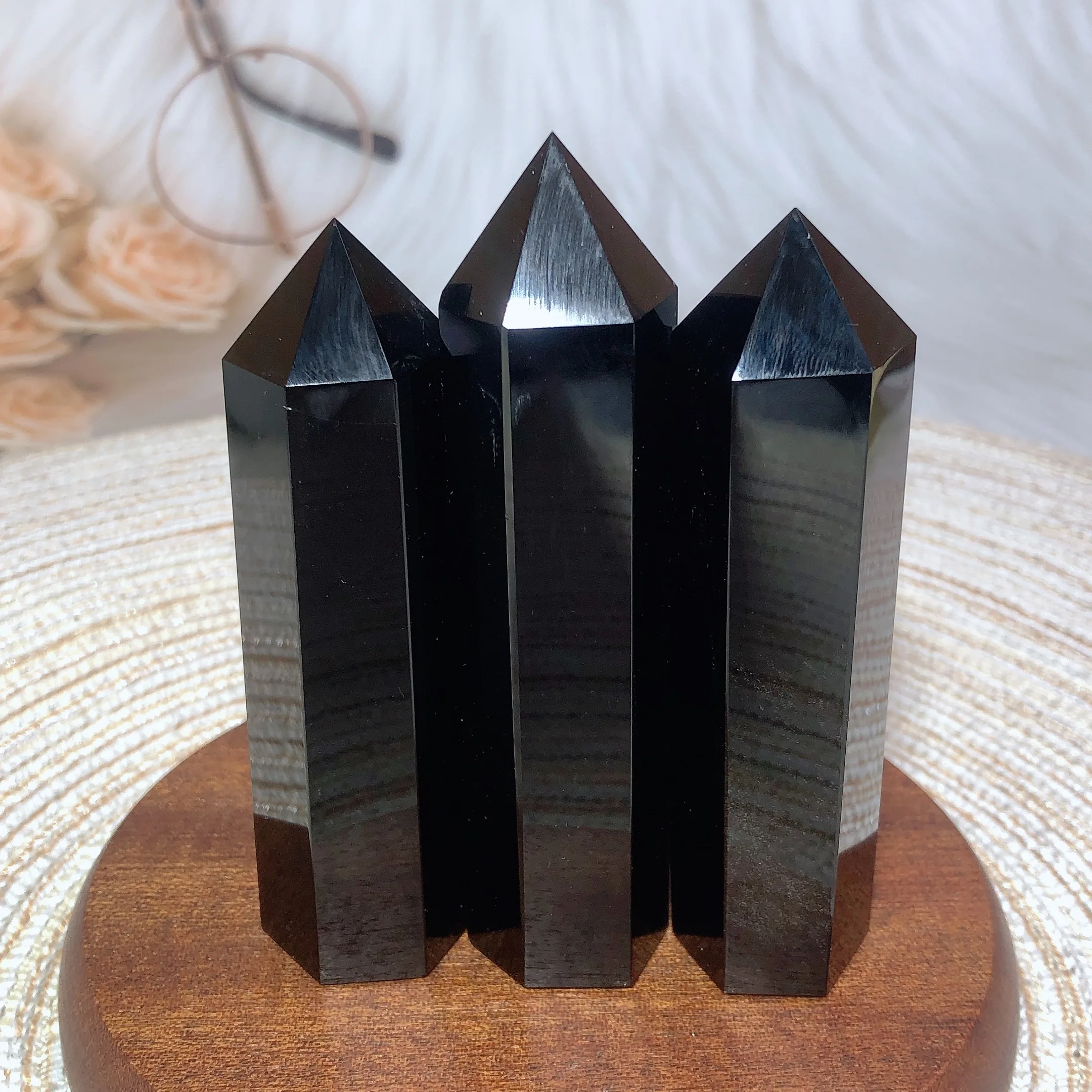High-Quality-Natural-Crystals-Black-Golden-Obsidian-Tower-Healing ...