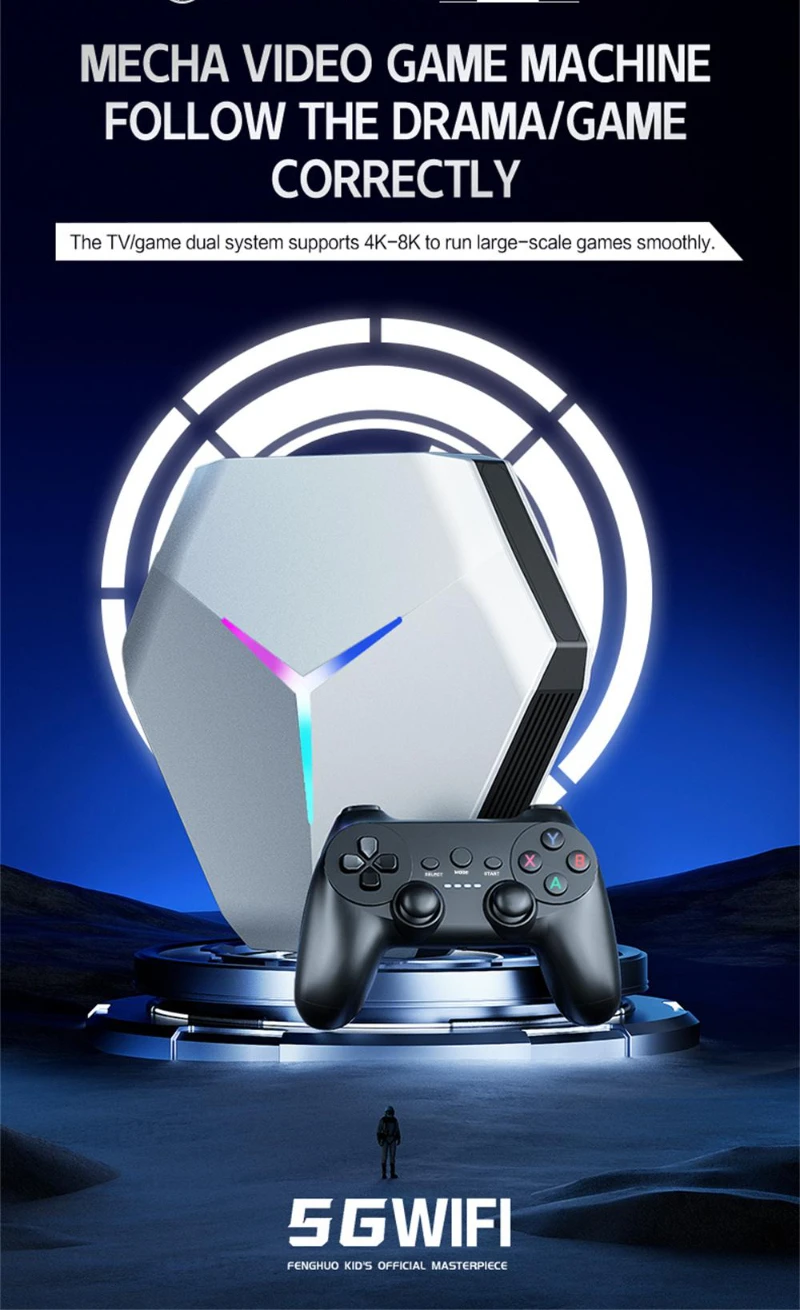 1 manette 128G-Console de jeu vidéo 4K Gamestick, TV Box, 5G, système ...
