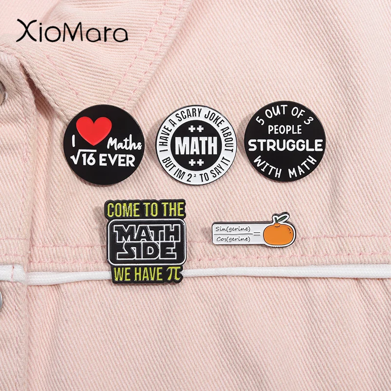 I-Love-Math-Enamel-Pins-Come-To-The-Math-Side-We-Have-Pi-Punk-Brooches ...