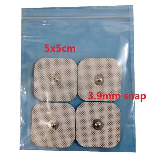 20pcs 5*5cm 3.7mm 3.9mm SQUARE STUD Electrode Pads SELF ADHESIVE Reusable For Compex TENS EMS ...