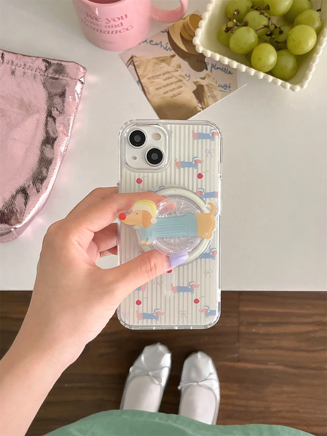 Ins-Korean-Cute-Stripe-Stretching-Puppy-Magnetic-Attraction-Bracket ...