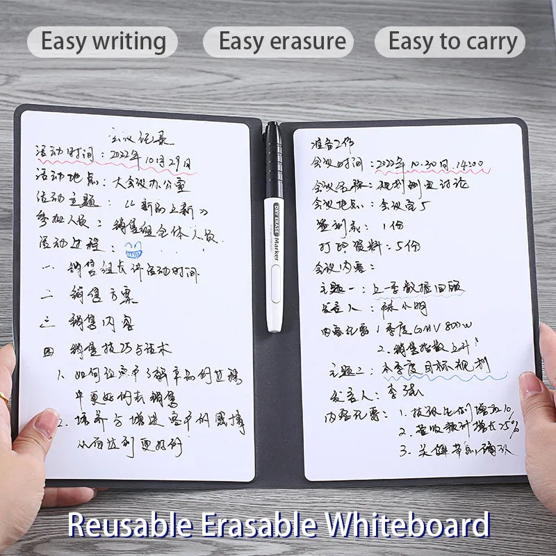 A4/a5 Reusable Erasable Whiteboard Notebook Leather Writing Memo ...